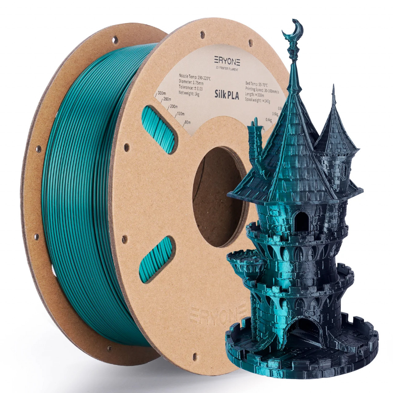 Filament ERYONE BLACK & DARK GREEN SILK Dual-Color PLA