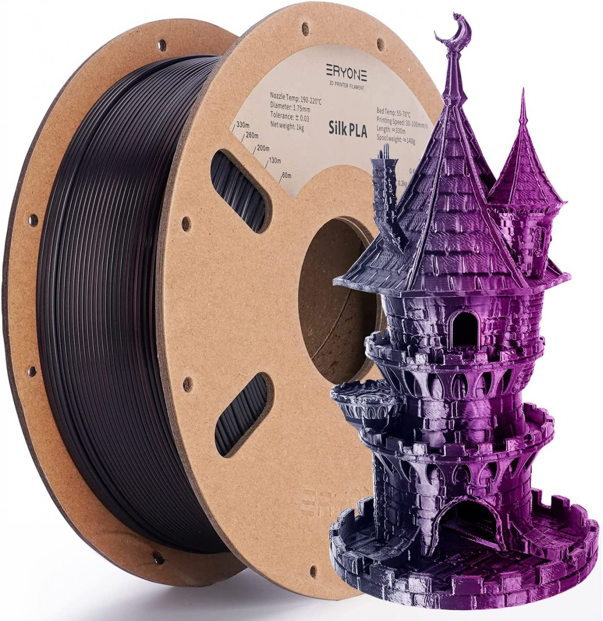 Filament ERYONE BLACK & ROSE RED SILK Dual-Color PLA