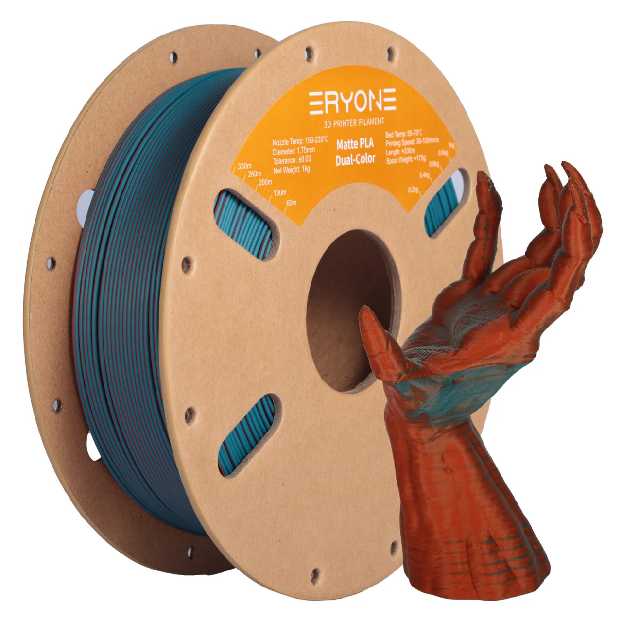 Filament ERYONE BLUE GREEN & BURNT ORANGE Matte Dual-Color PLA