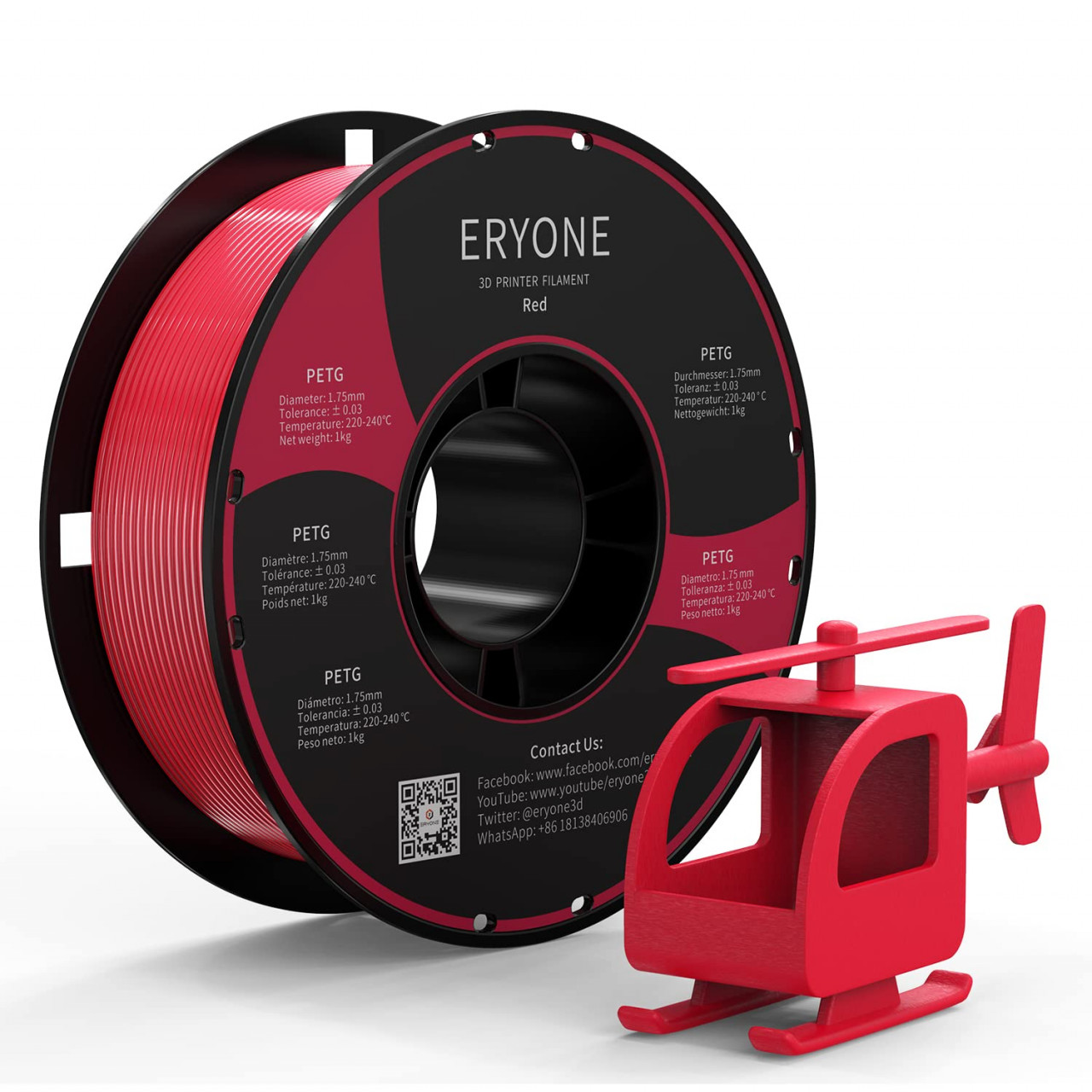 Filament ERYONE PETG Red-1Kg