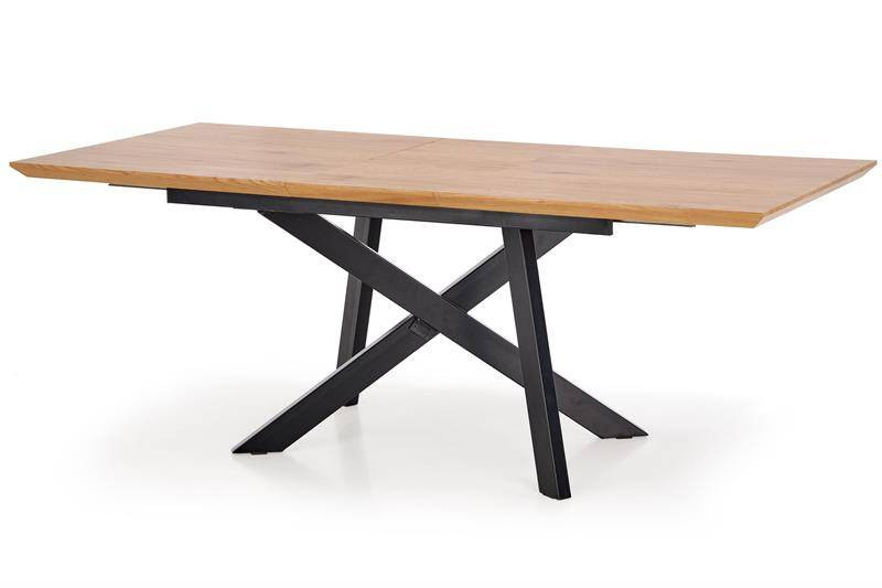 MASA DINING EXTENSIBILA CAPITAL, STEJAR AURIU/NEGRU, 160/200 CM, BLAT ...