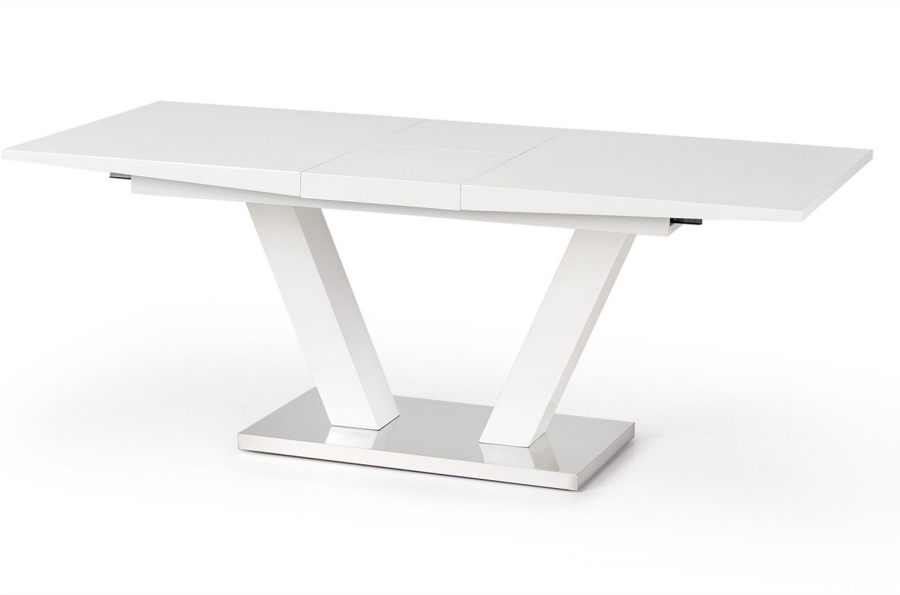 MASA DINING EXTENSIBILA VISION, ALB/CROM, 160/200 CM, BLAT DIN MDF ...