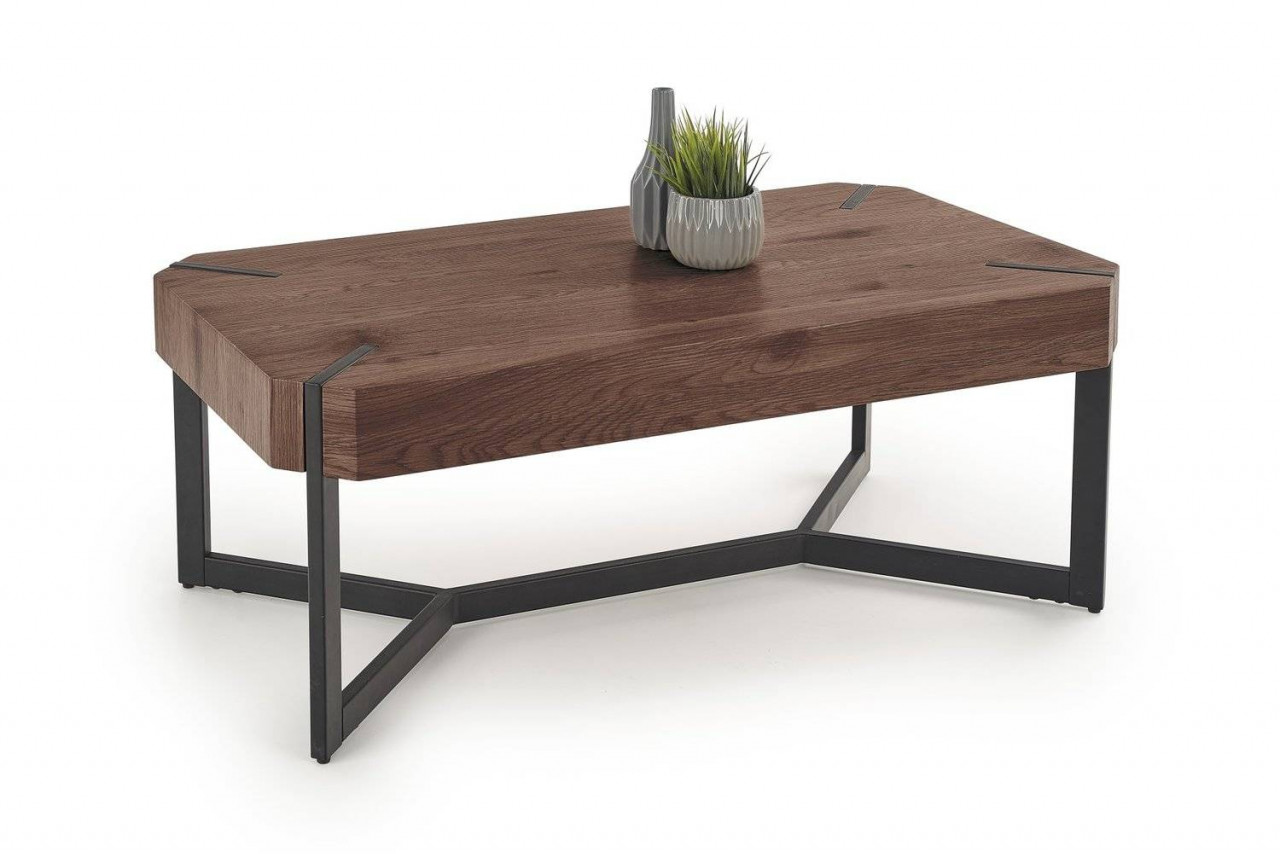 MASUTA DE CAFEA LAVIDA, NUC/NEGRU, DIN MDF FURNIRUIT SI METAL, STIL MODERN