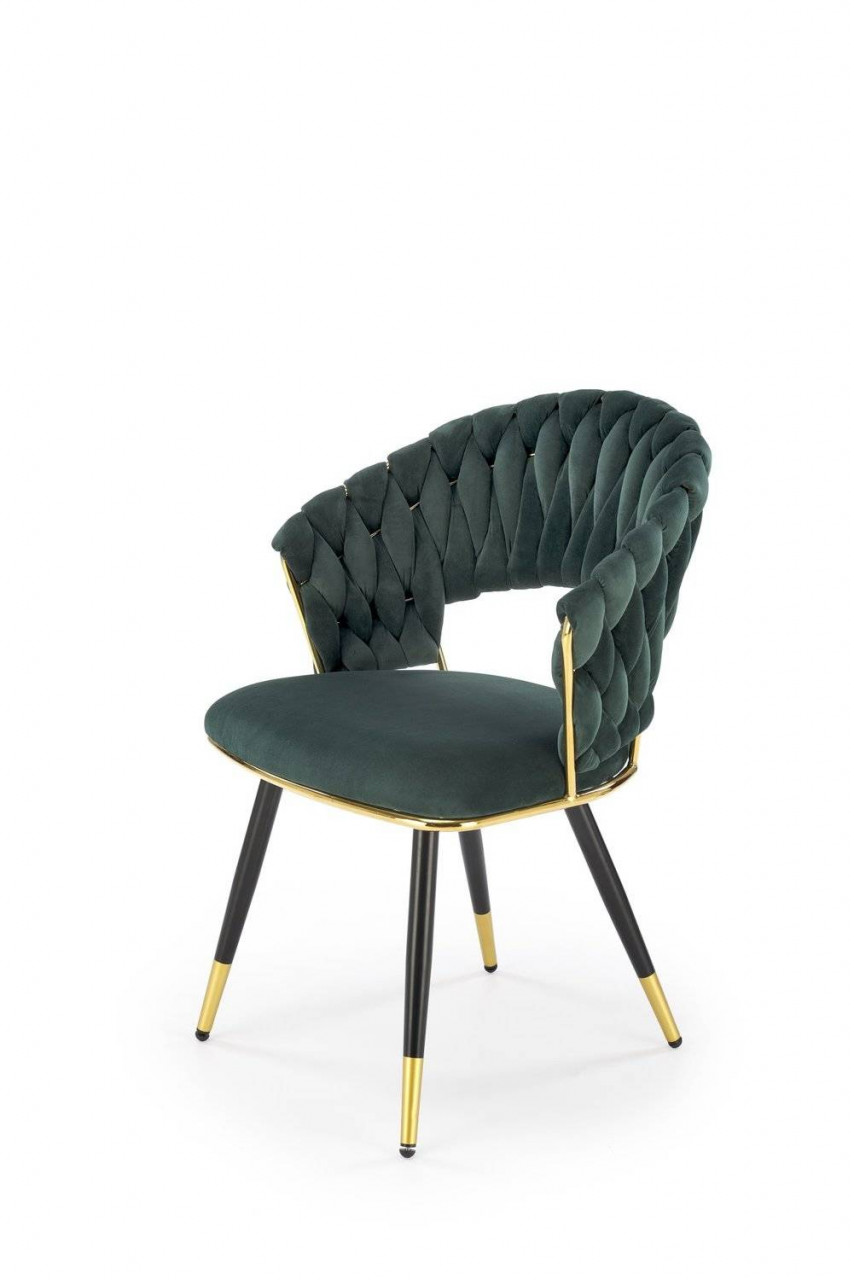 SCAUN DINING K551, VERDE/NEGRU/AURIU, CU TAPITERIE DIN CATIFEA SI ...