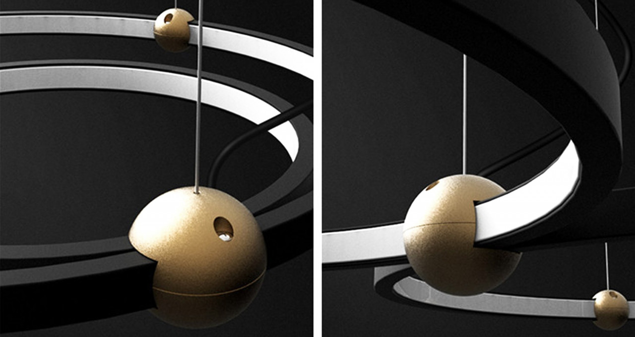 LUSTRA RING CU TELECOMANDA APP692-30-50, 50x50 cm, NEGRU SI AURIU, DIN ...