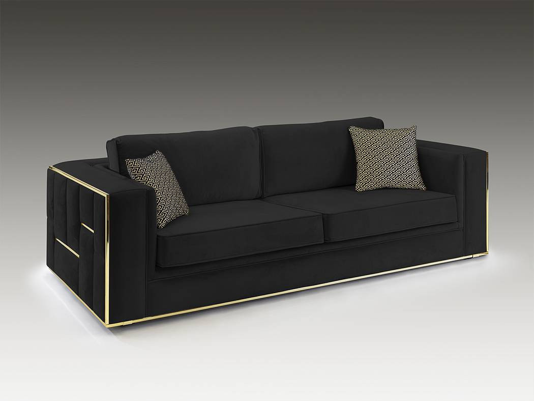 CANAPEA DE LUX, BERLIN, 9031289, 3 LOCURI, NEGRU/AURIU, DESIGN MODERN