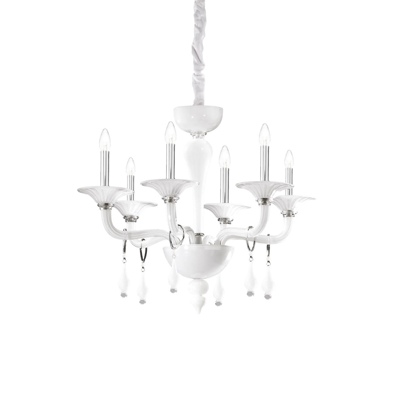CANDELABRU MIRAMARE SP6, ALB, DIN STICLA, STIL MODERN