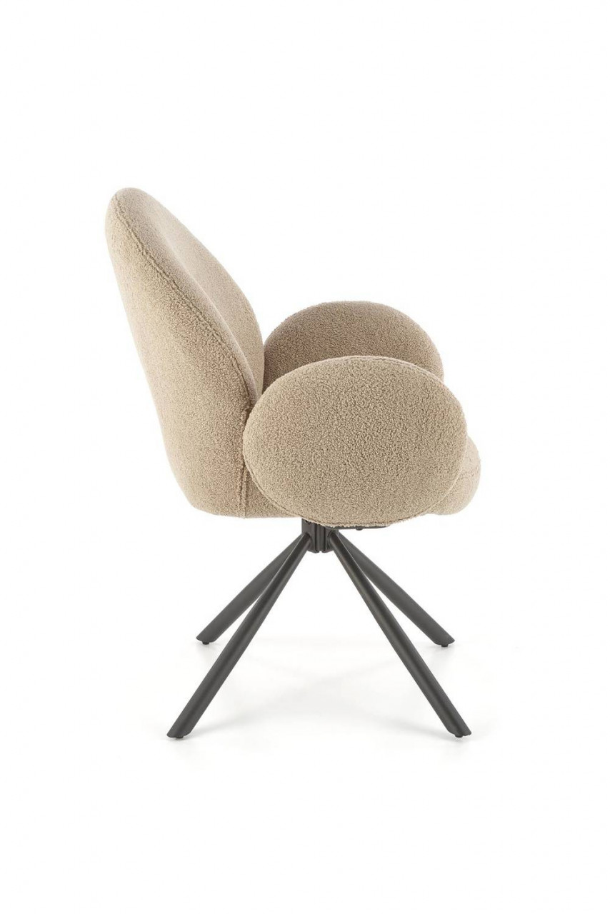 SCAUN DINING PIVOTANT K498, BEJ/NEGRU, TAPITERIE BOUCLE SI PICIOARE DIN ...