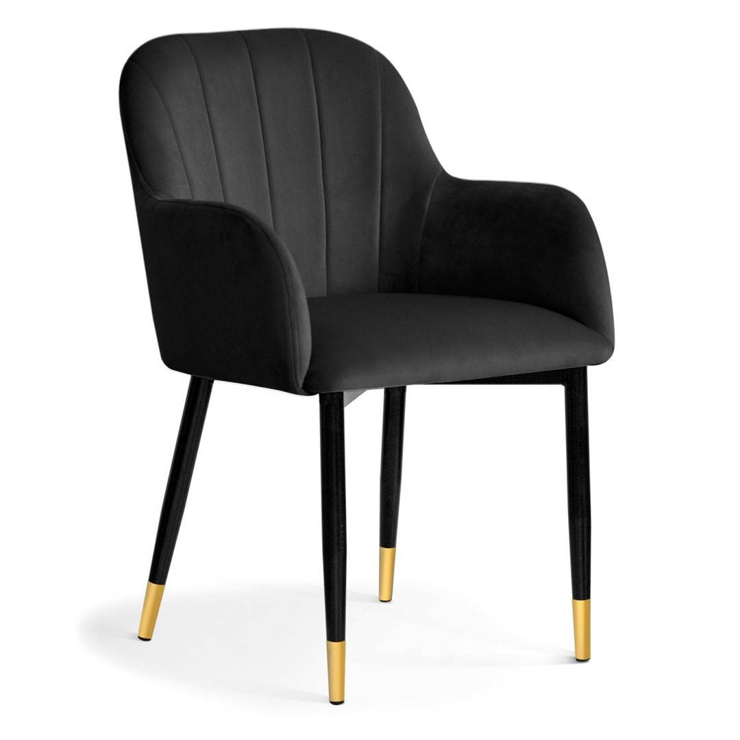 SCAUN DINING TULIP, NEGRU/AURIU/NEGRU, STIL MODERN
