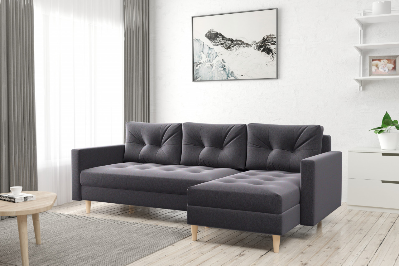 COLTAR EXTENSIBIL GRI, SCANDI, TAPITERIE STOFA, STIL SCANDINAV