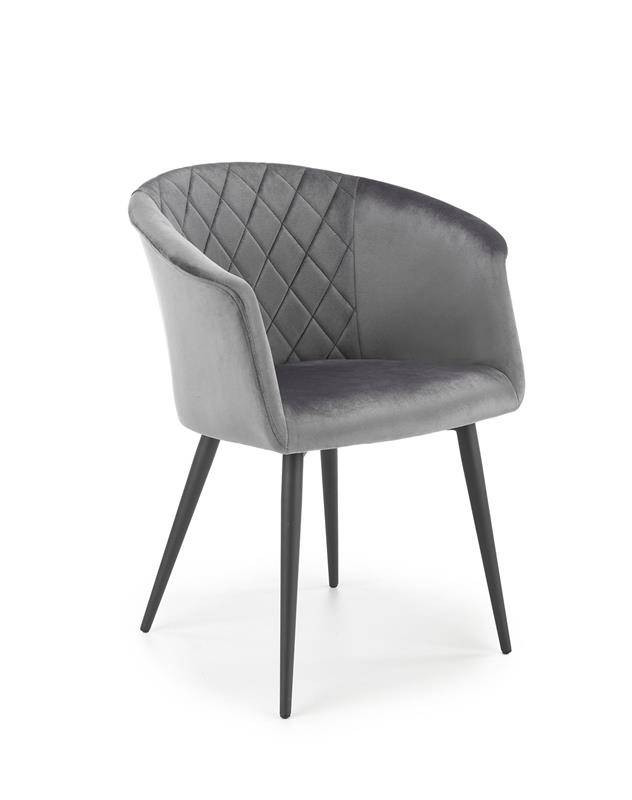 SCAUN DINING K421, GRI/NEGRU, CU TAPITERIE DIN CATIFEA SI PICIOARE DIN ...