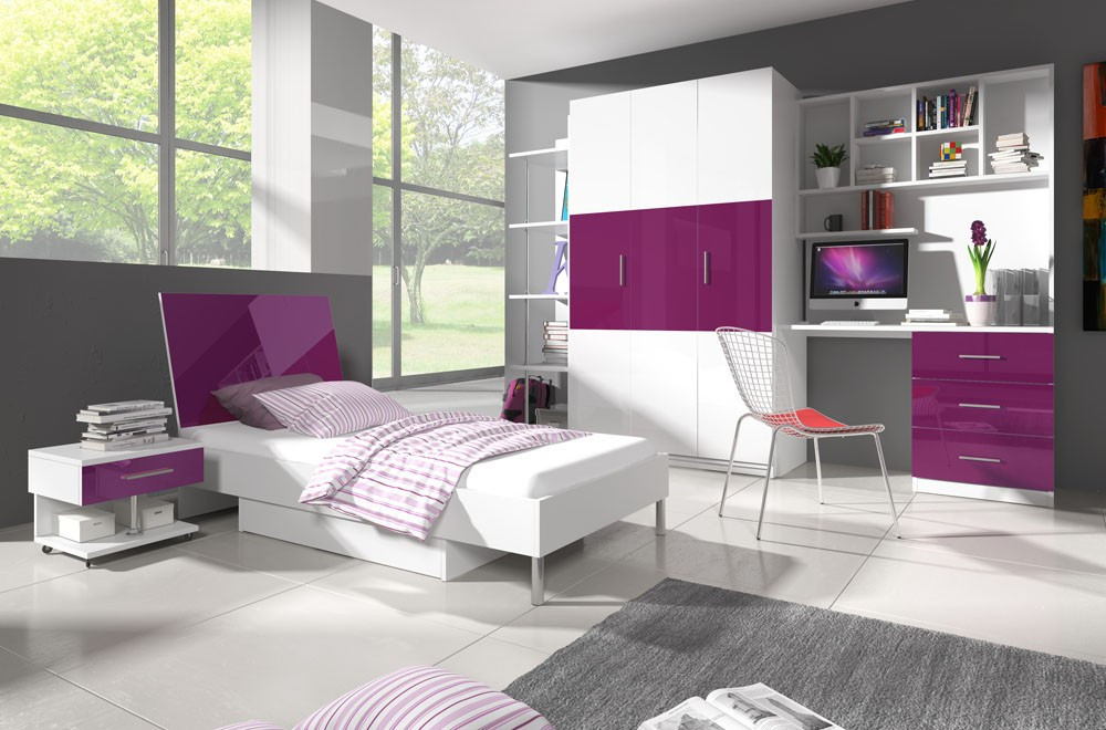 BIROU PENTRU CAMERA COPII RAJ3 ALB/VIOLET DESIGN MODERN