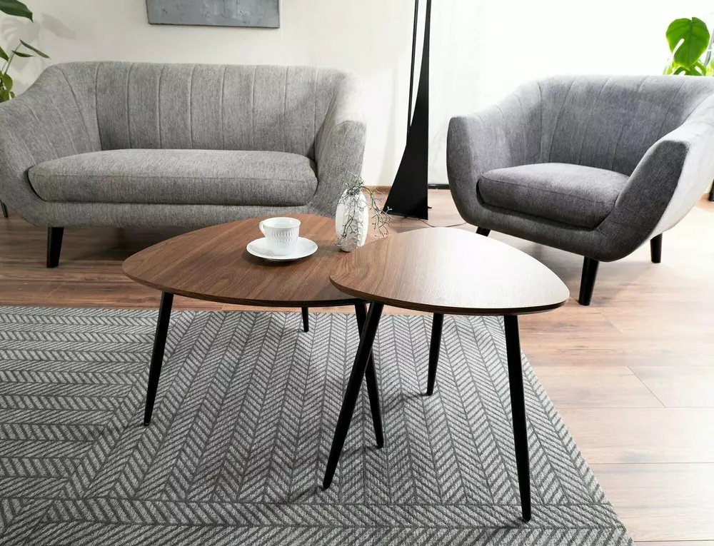 SET 2 MASUTE DE CAFEA TWIN, 40/60 CM, NUC/NEGRU, BLAT DIN MDF, FURNIR ...