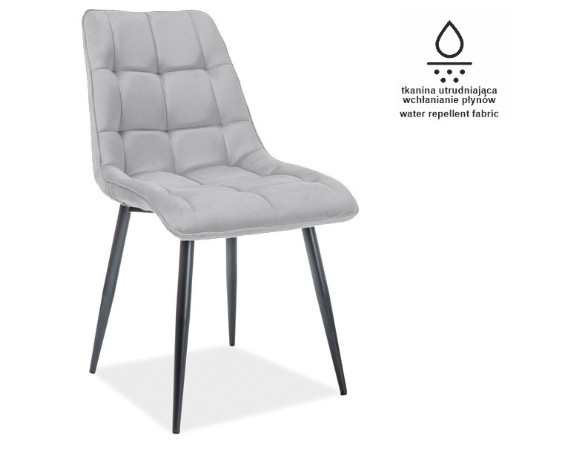 SCAUN DINING CHIC, GRI MAT VELVET 85/NEGRU MAT, TAPITERIE DIN CATIFEA ...