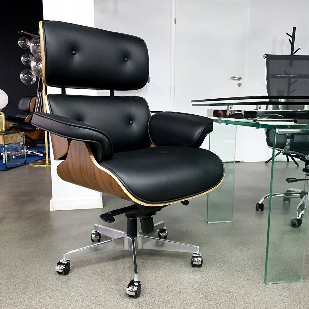 SCAUN DIRECTORIAL LOUNGE GUBERNATOR, NEGRU/NUC, PIELE NATURALA SI LEMN ...