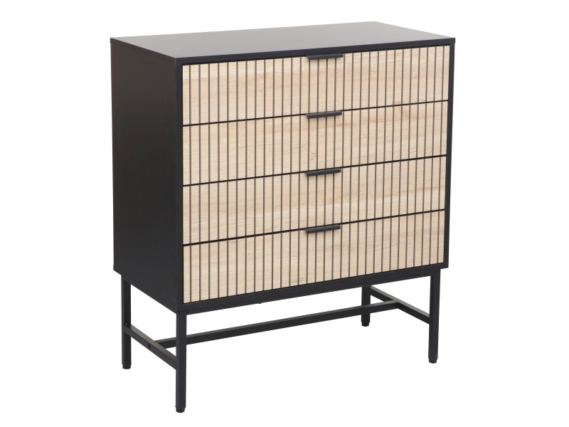 COMODA MAGO K2, STEJAR/NEGRU MAT, DIN PAL LAMINAT SI METAL, STIL MODERN