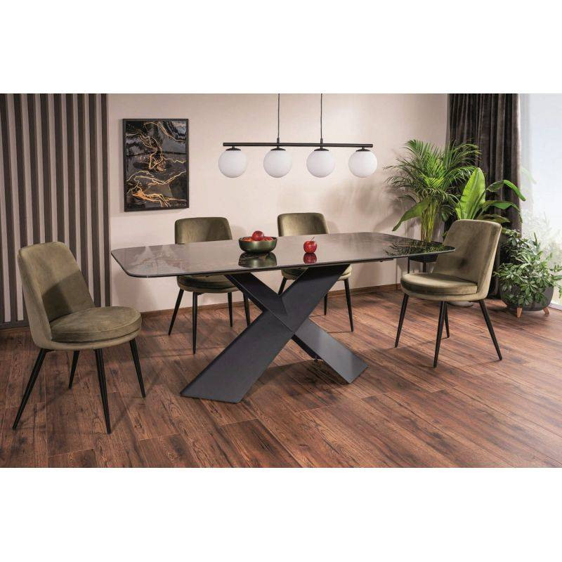 MASA EXTENSIBILA AVANGARD II, 160/240 CM, EFECT DE MARMURA NEAGRA/NEGRU ...