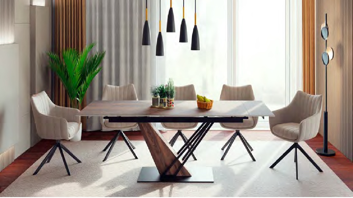 MASA EXTENSIBILA GENESIS LEGNO, 160/220 CM, EFECT DE LEMN/STEJAR/NEGRU ...