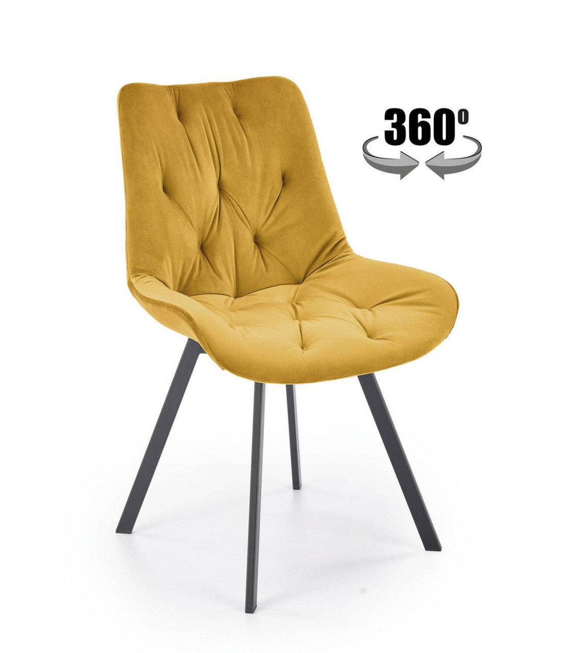 SCAUN DINING PIVOTANT K519, GALBEN MUSTAR/NEGRU, TAPITERIE DIN CATIFEA ...