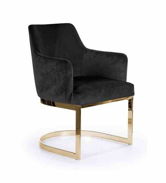SCAUN DINING PORTO, NEGRU/AURIU, STIL MODERN, ATR
