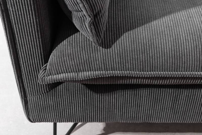 CANAPEA, 3 LOCURI, GRI RETRO, TEXTIL STIL RAIAT SI LEMN, ARTIM GROUP ...