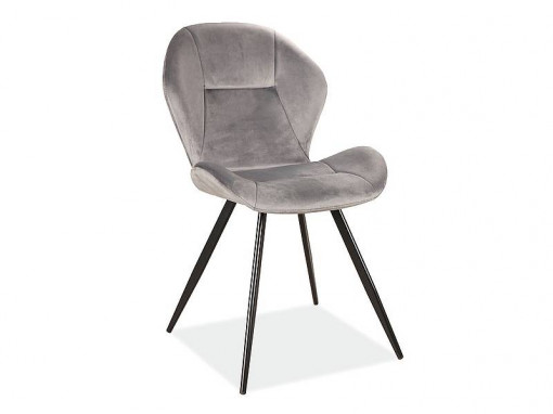 SCAUN DE DINING GINGER VELVET 14, GRI/NEGRU, CU TAPITERIE DIN CATIFEA ...