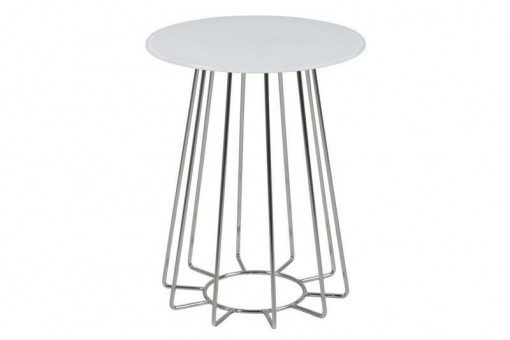 MASUTA DE CAFEA ALBA DIN STICLA CU BAZA DIN METAL CASIA STIL MODERN B2