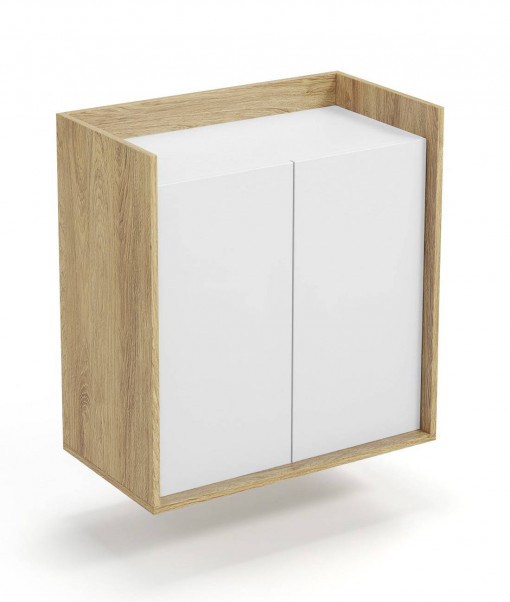 DULAP MODULAR MOBIUS 2D, ALB/NATUR, 83 CM, DIN PAL MELAMINAT, STIL MODERN