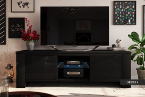 COMODA TV/ SERVANTA JACKSON DE CULOARE NEAGRA 130CM DESIGN MODERN