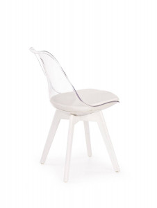 SCAUN DINING K245, ALB/TRANSPARENT, CU TAPITERIE DIN PIELE ECO ...