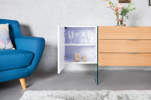 COMODA DESIGN SCANDINAV ONYX 36198 CU PICIOARE DIN STICLA