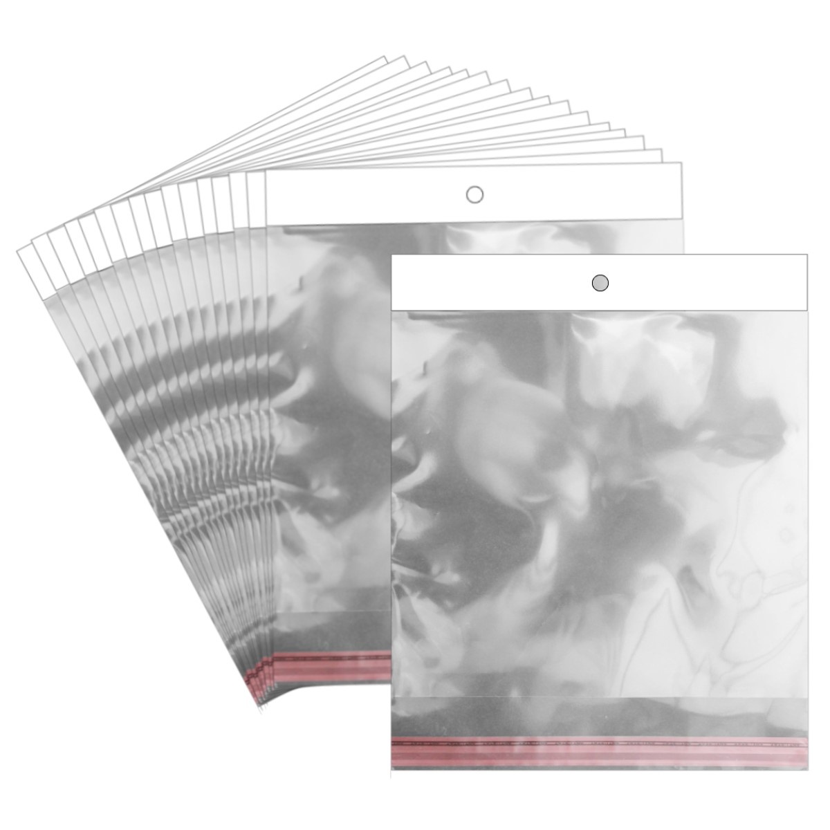 Punga transparenta cu clapeta adeziva si agatatoare 33x32/36cm 50/set