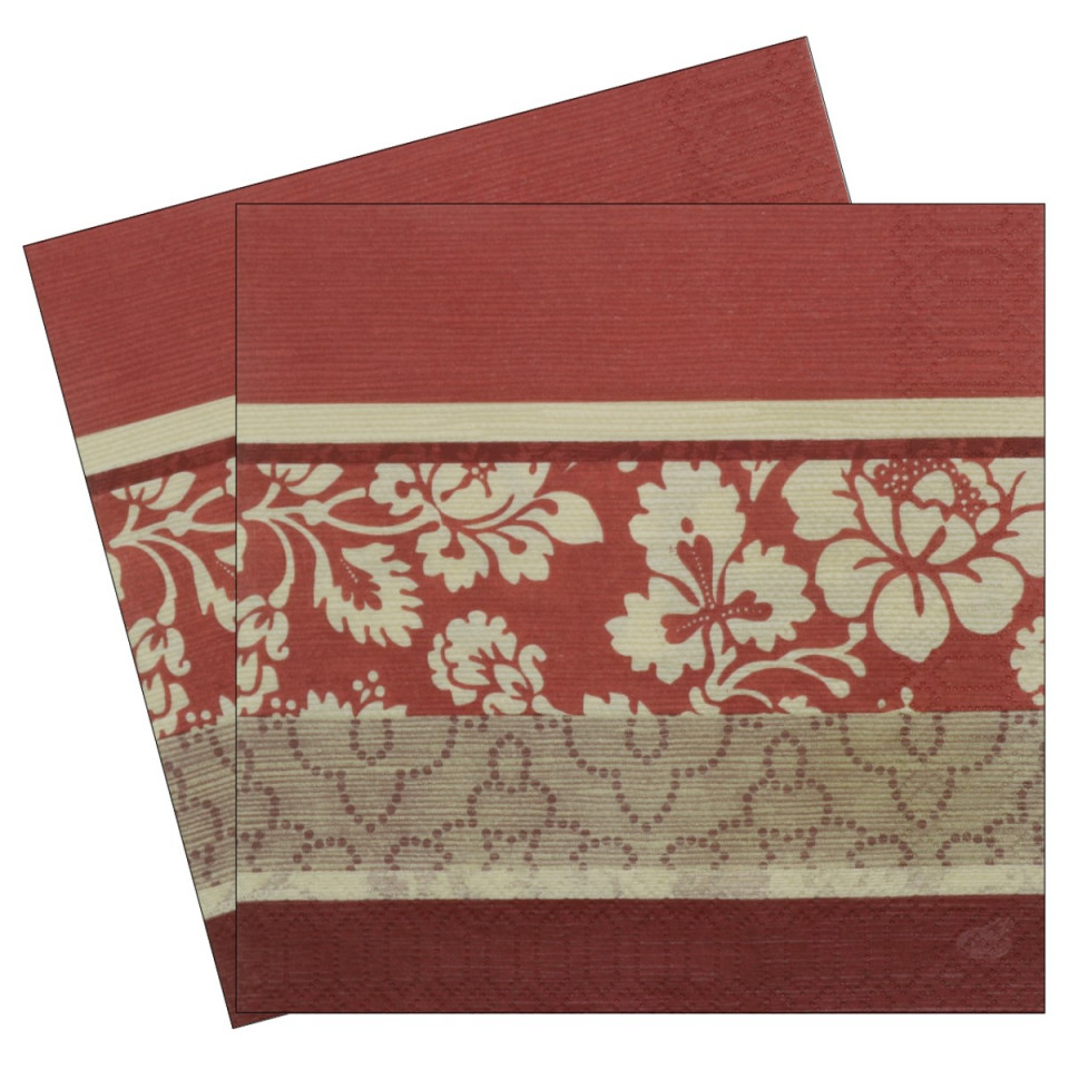 Servetel bordo margine flori bej 33x33cm 2/set