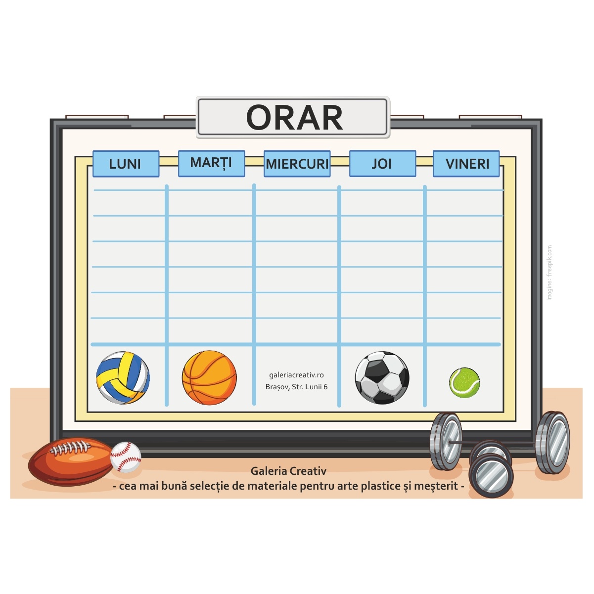 Orar scolar carton A5 model Sport