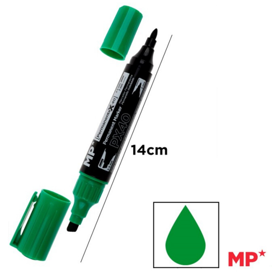 Marker permanent 2 capete varf rotund si tesit 2mm/2-5mm MP PE46***