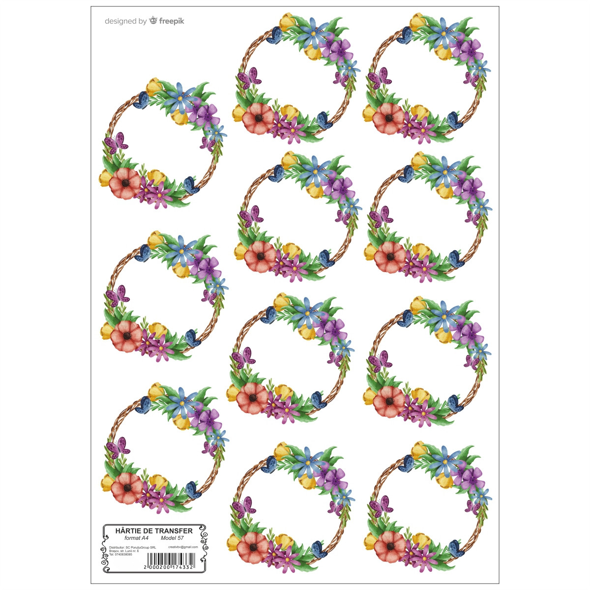 Hartie de transfer model-57, Coronite flori A4