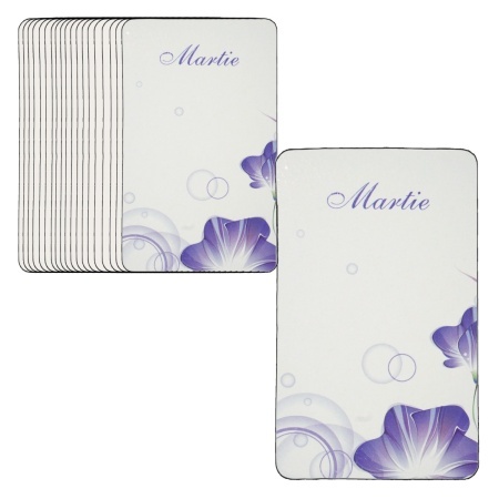 Cartonas martisor colturi rotunjite model petunii albastre 9x5,4cm 20/set