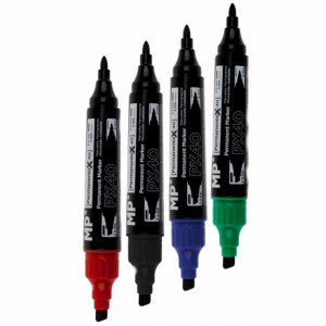 Marker permanent 2 capete varf rotund si tesit 2mm/2-5mm MP PE46***