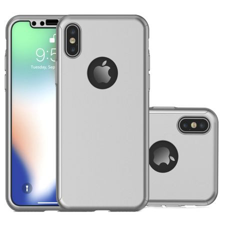 Husa Apple iPhone X, FullBody Elegance Luxury Argintiu, acoperire ...