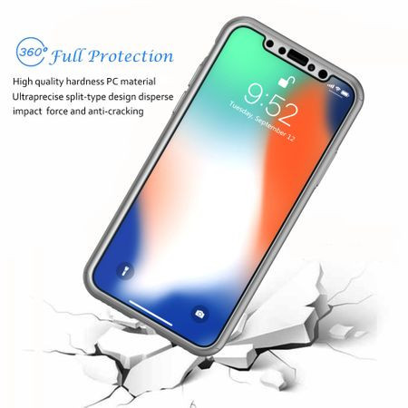 Husa Apple iPhone X, FullBody Elegance Luxury Argintiu, acoperire ...