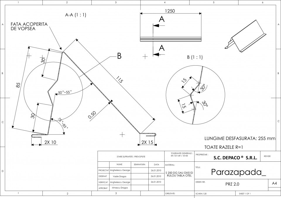 Parazapada ranforsata WTB, 2000 x 255 mm, 0,5 mm LUCIOS