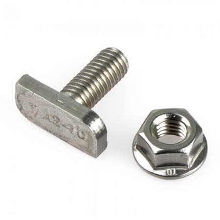 Șurub Cap T M10x25 cu Piuliță Autoblocantă | Element Fixare Șină Panou ...