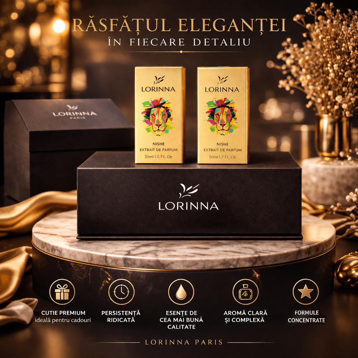 Set parfum Lorinna Paris Aventues & Caramello, 2 x 50 ml, Cutie cadouri ...