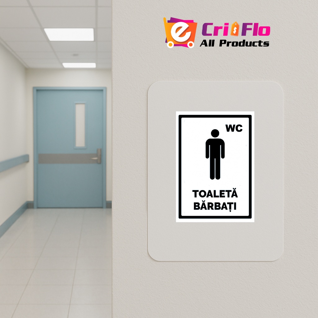 ⚠️ INDICATOARE 🛑 Indicator Alb pentru wc toaleta barbati, Sticker ...