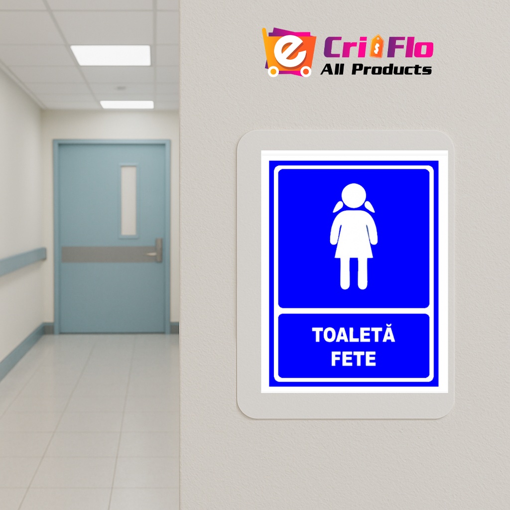 ⚠️ INDICATOARE 🛑 Indicator Toaleta fete, Sticker autocolant ️