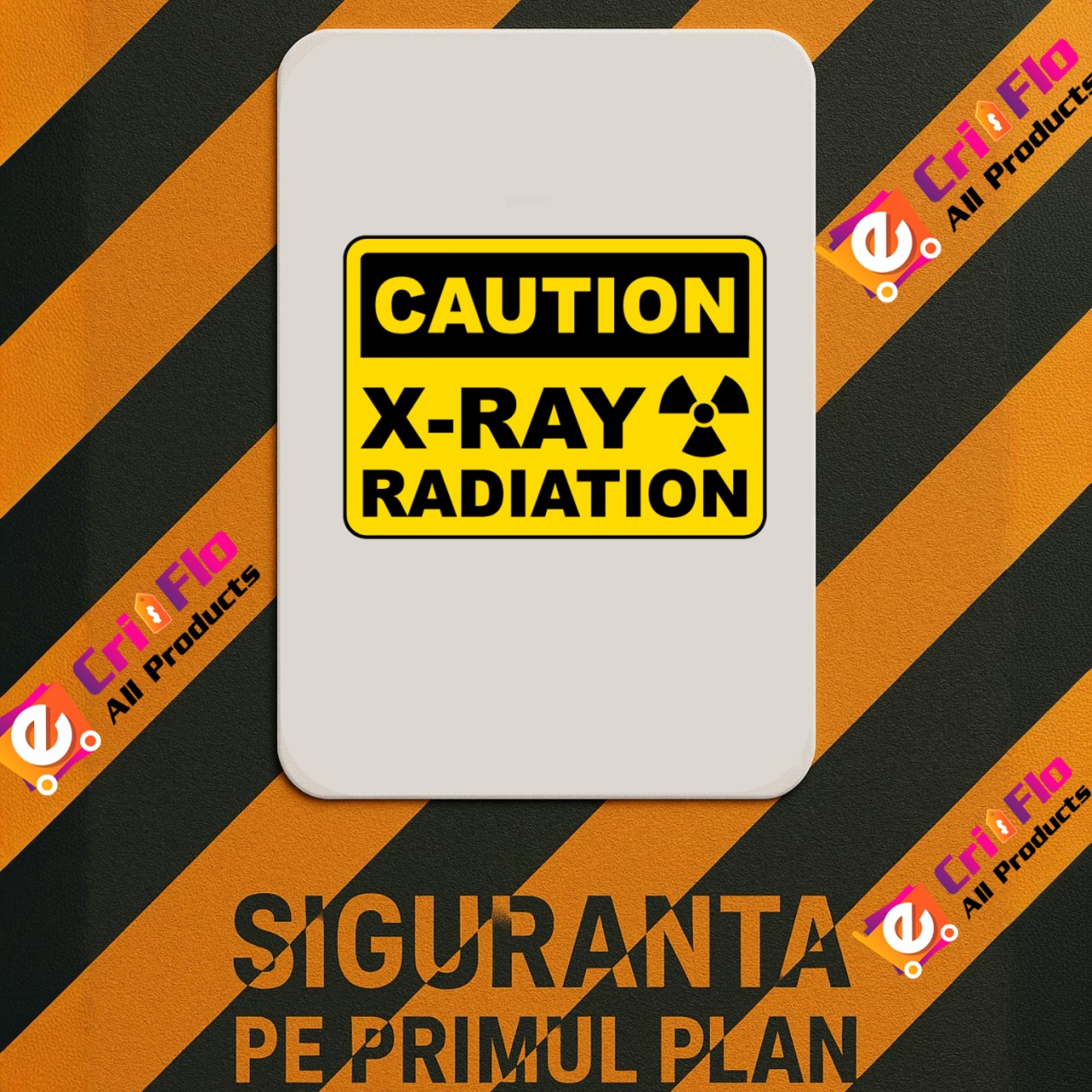 ⚠️ INDICATOARE 🛑 Indicator Caution X-Ray Radiation Sign, Sticker autocolant ️