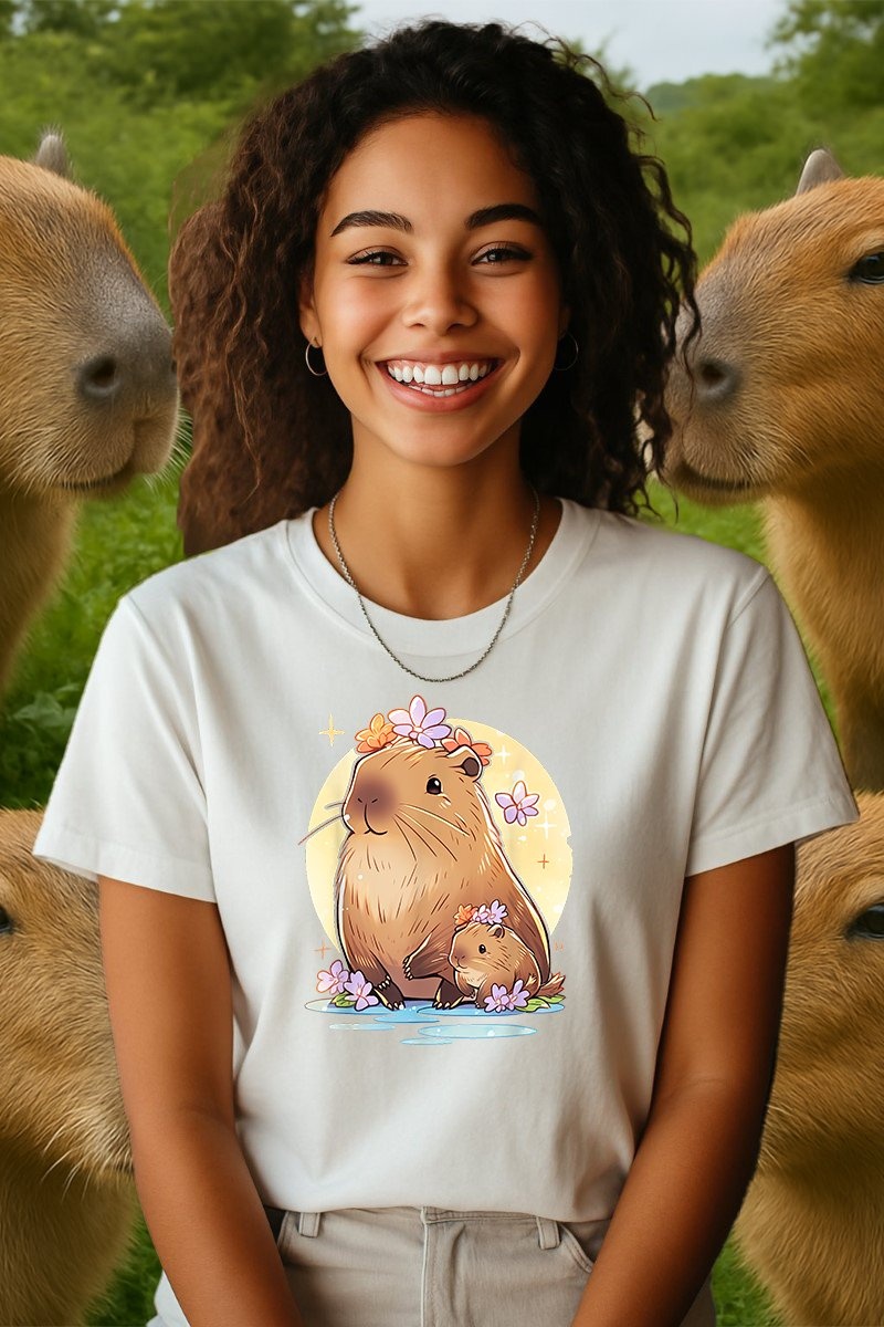 Tricou dama CapyBara - Capybara si Mini capy