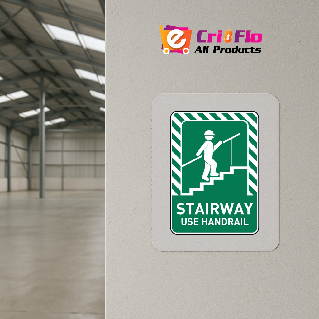 ⚠️ INDICATOARE 🛑 Indicator Stairway Use Handrail Sign, Sticker autocolant ️