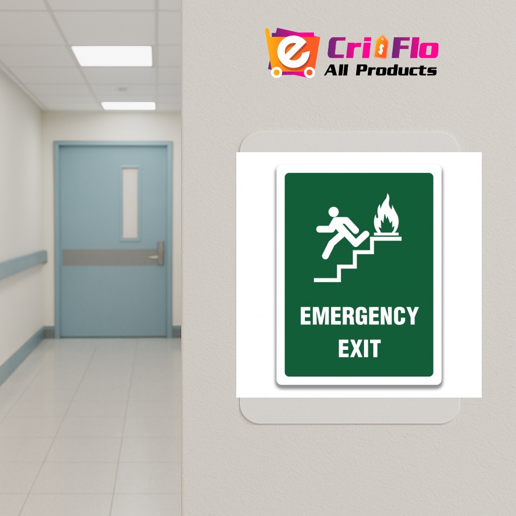 ⚠️ INDICATOARE 🛑 Indicator SIGN EMERGENCY EXIT STAIRWAY LEFT, Sticker ...