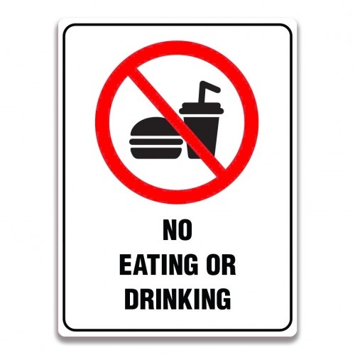 ⚠️ INDICATOARE 🛑 Indicator NO EATING OR DRINKING SIGN, Sticker autocolant ️
